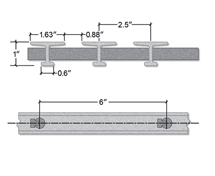 1" Deep / 35% Open FRP Grating | T-Bar Specifications