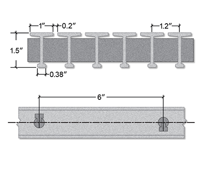 1 1/2" Deep / 17% Open FRP Grating | T-Bar Specifications