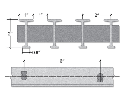2" Deep / 50% Open FRP Grating | T-Bar Specifications